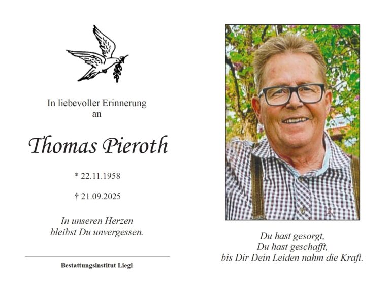 Thomas Pieroth 21.09.2025 - Karl Liegl Bestattungsinstitut